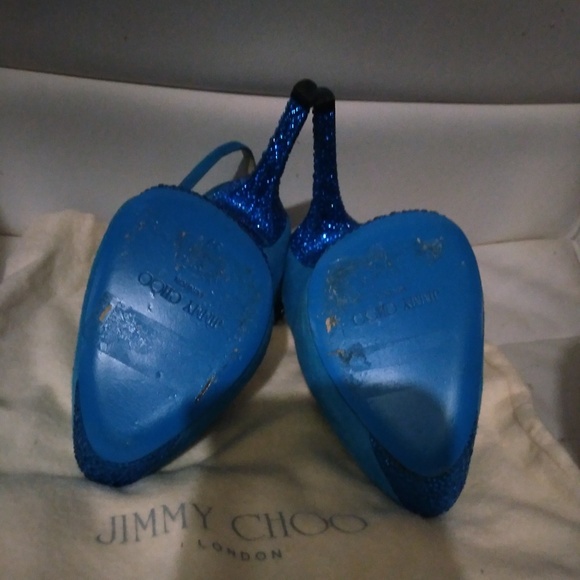 Jimmy Choo | Shoes | Jimmy Choo 37 65 Turquoise Rhinestone Heels | Poshmark